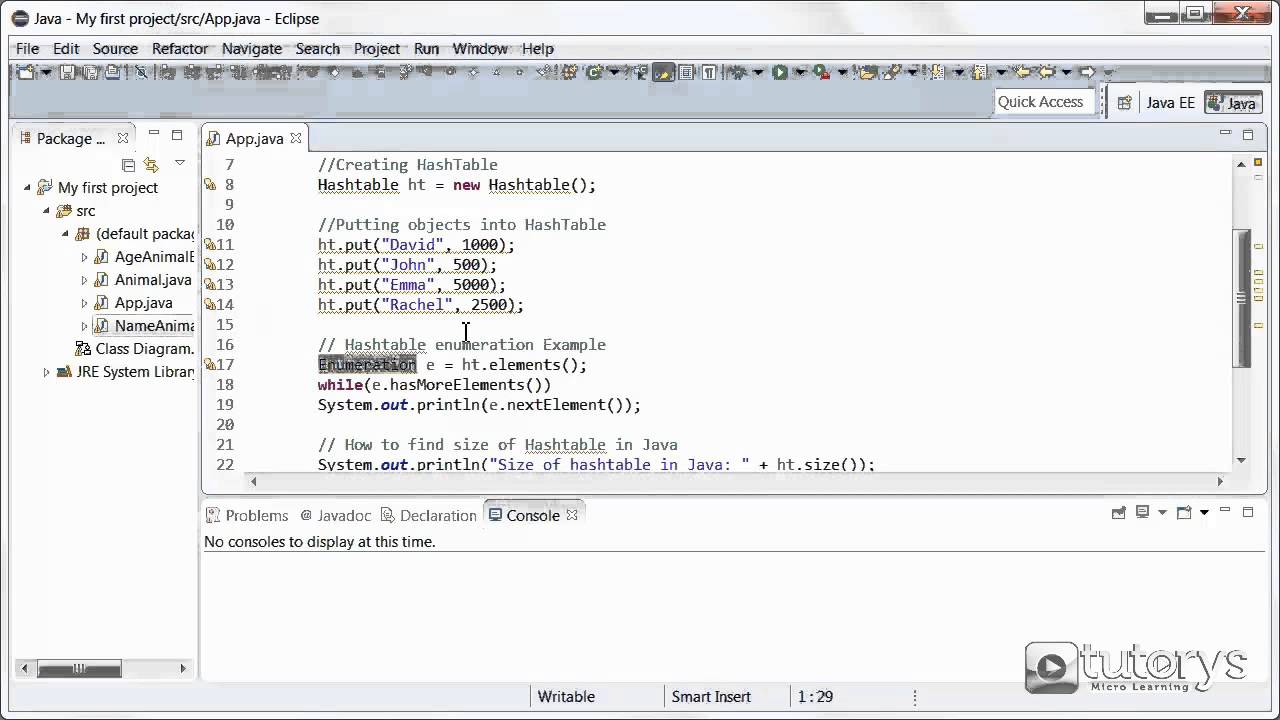 How to use the HashTable collection in Java?