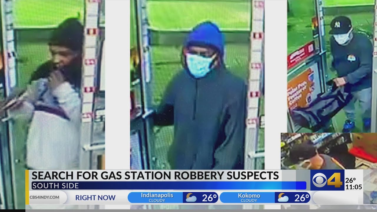 Armed robberies caught on camera, IMPD believes same people hit 2 gas stations