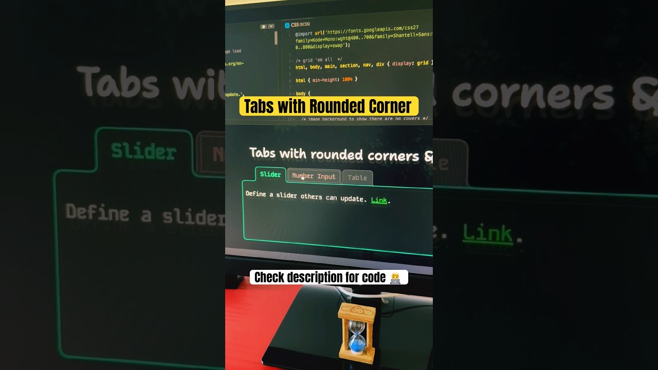 Tabs with rounded corners #htmlcss #tabs #shorts
