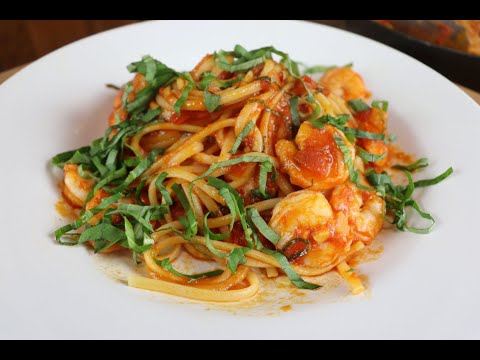 Shrimp Fra Diavolo! Red sauce! Spicy! Chili flake! Basil! Linguine! Shrimp! San Marzano Tomatoes!
