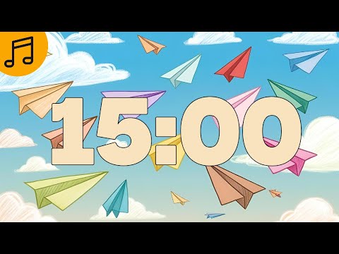 15 Minute SUMMERTIME Timer with Calming Music for The Classroom/ Paper Plane Theme/ Chill & relax ☀️