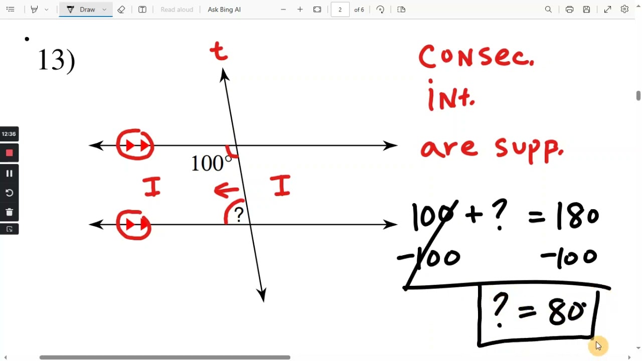 Parallel Lines and Transversals : Kuta Software WS