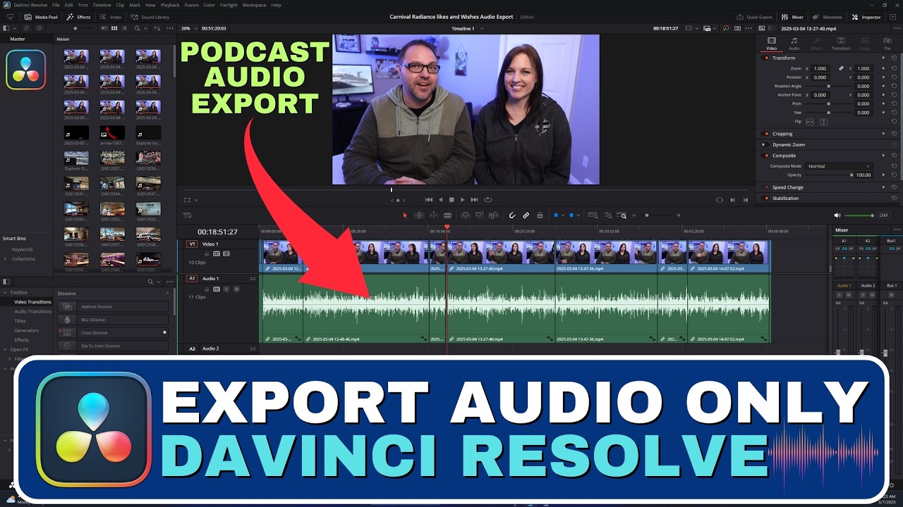 How to Export AUDIO ONLY in Davinci Resolve (for Podcasts)