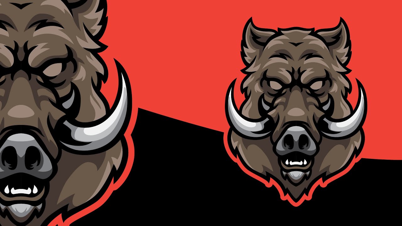 Wildboar Mascot Logo Process in Adobe Illustrator