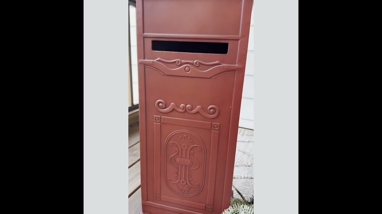 Vintage Inspired Red Iron Mailbox Tower – 37 Inch Decorative Drop Slot Box