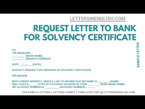 Request Letter to Bank for Solvency Certificate – How To Write Letter To Bank Manager