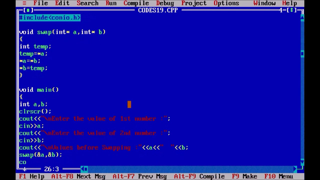 Swapping two values using Call by Reference