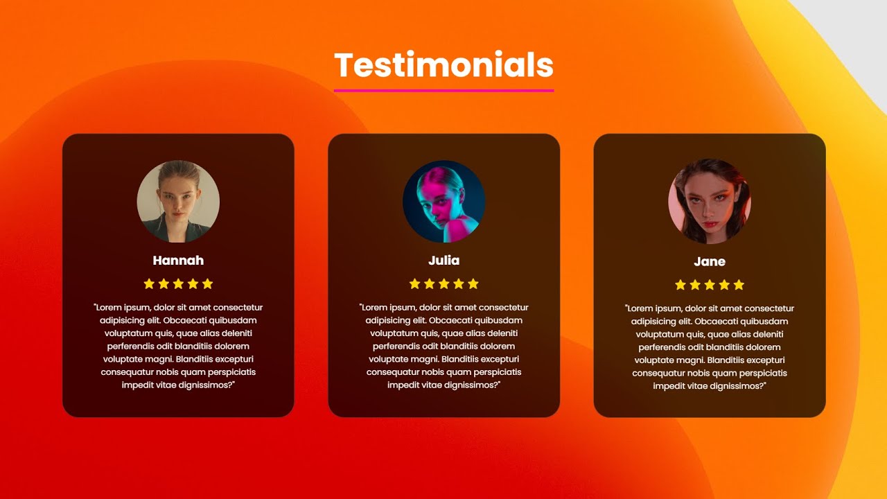 Responsive Testimonials Section using HTML & CSS | Step by Step Tutorial