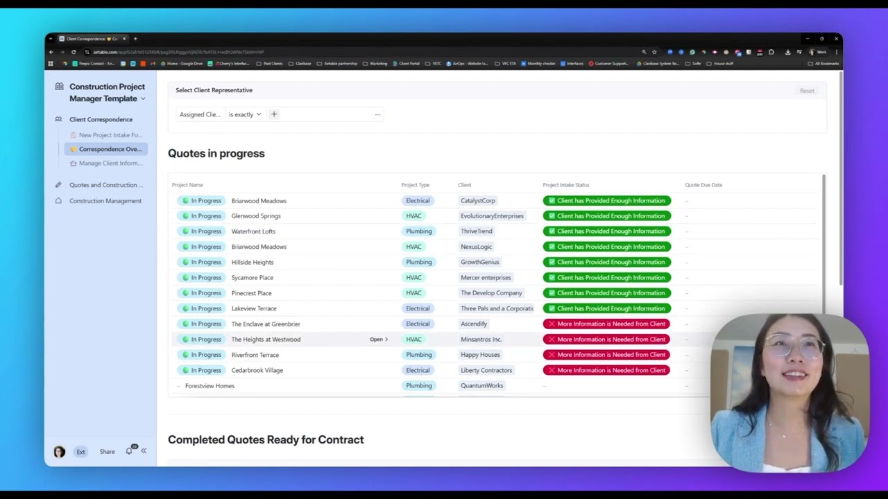 Construction Project Manager Database Demo in Airtable