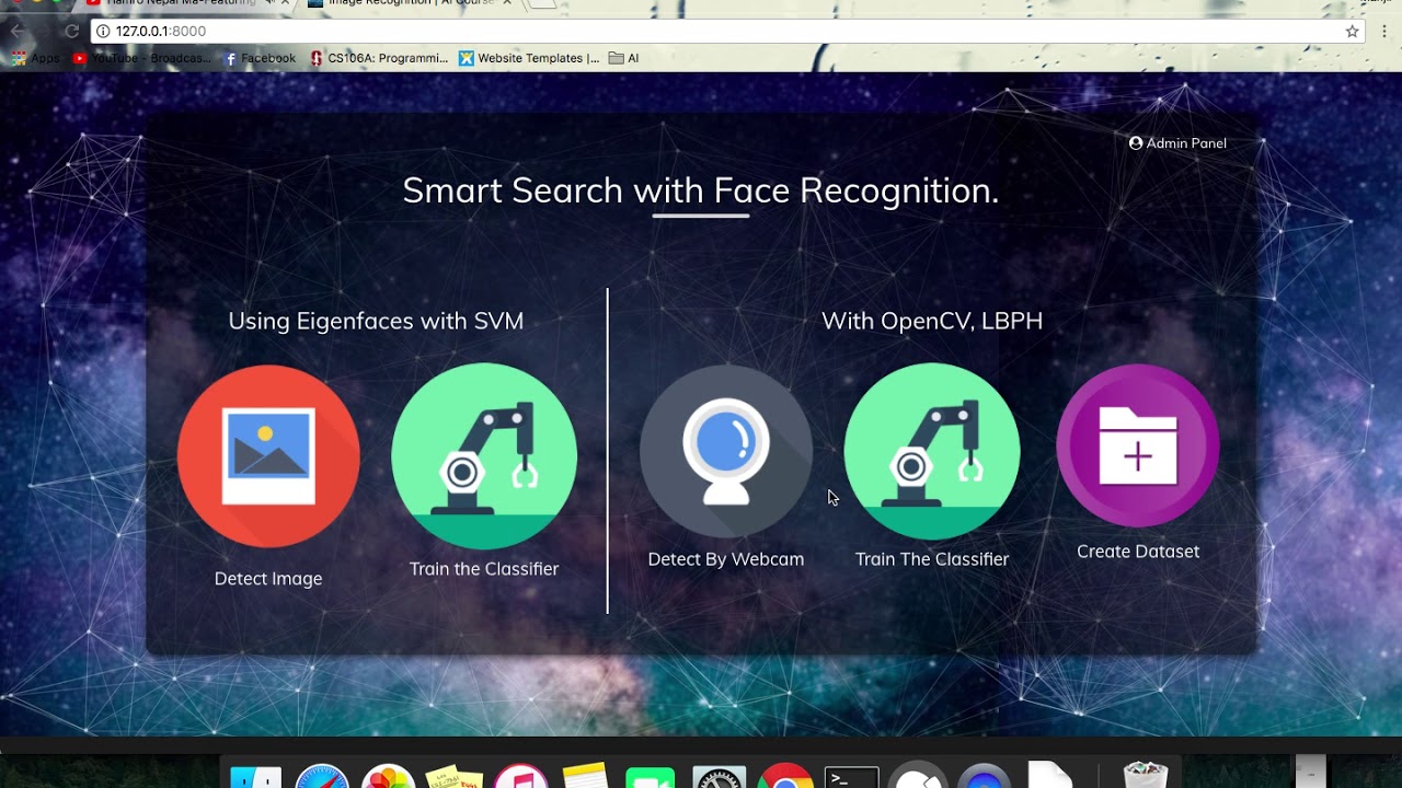 Face detection and facial recognition on Django Framework