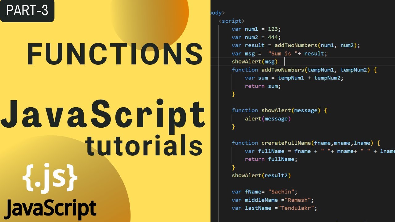 Functions In JavaScript | JavaScript Tutorial | JavaScript tutorial for beginners | Part 3