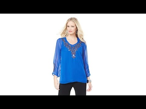 Antthony "Sparkling Me" Embellished Chiffon Top