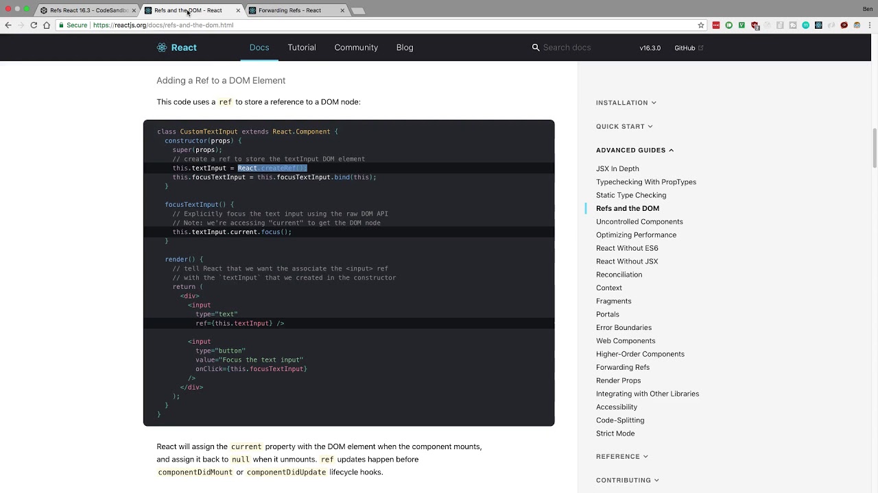 React 16.3 Forward Refs