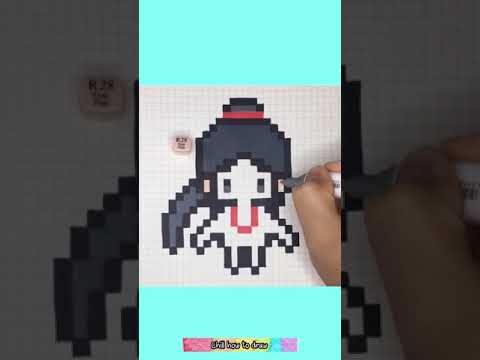 How to draw Wei Wu Xian sprite grid pixel art #drawing #draw I Chill how to draw