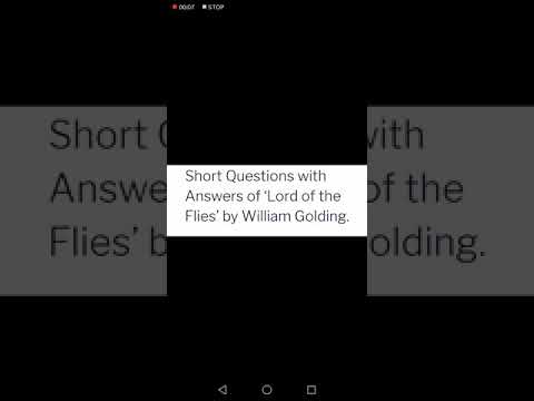 Important Short Questions of the novel 'Lord of the Flies' by William Golding....