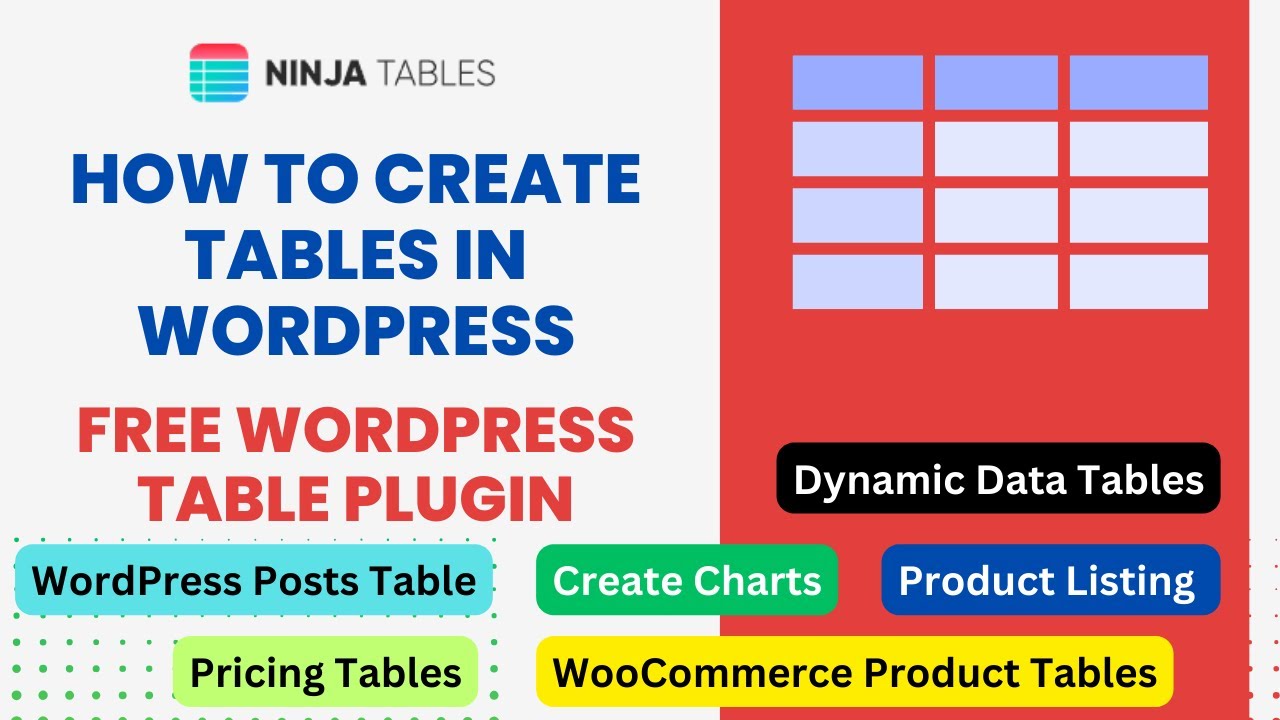 How To Create Tables In WordPress | Free WordPress Table Plugin | Ninja Tables Tutorial