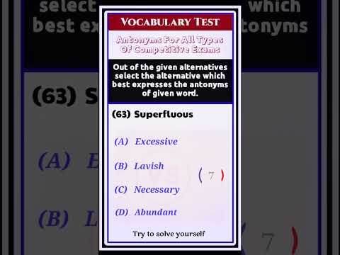 Vocabulary Test Q63 || Which given alternatives express antonyms of word "Superfluous" | @vocabstock