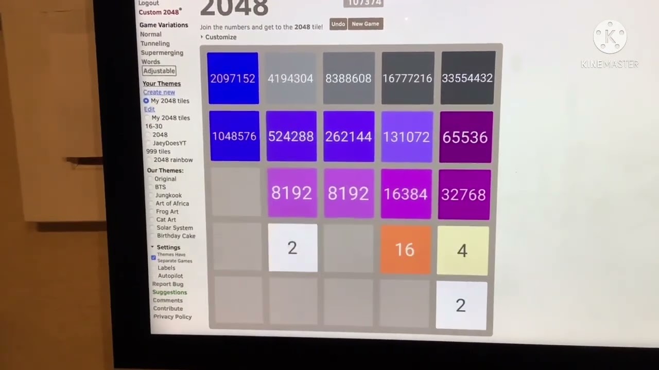 2048 highest tile 1x1 - 8x8