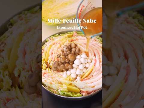 Mille Feuille Nabe is a Japanese hot pot made of layered Napa cabbage and pork slices in dash broth