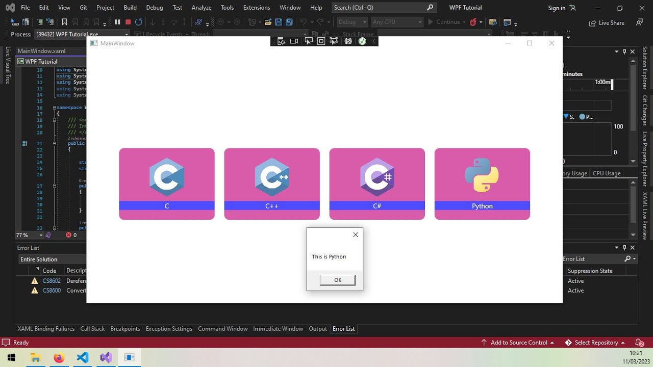C# WPF Clickable Dynamic Buttons