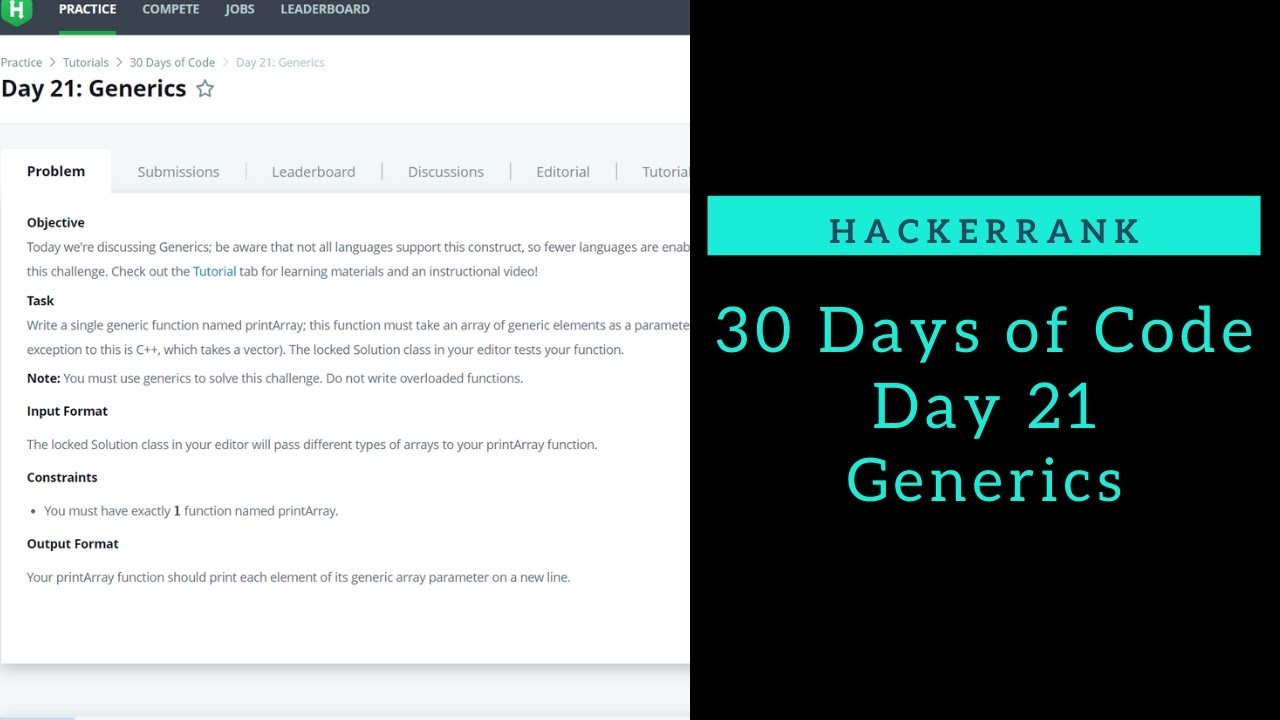 Generics || HackerRank || Day 21 || Python