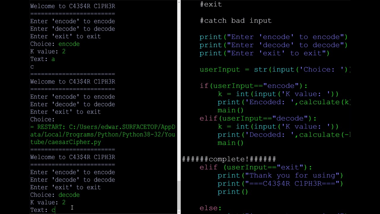 Python Caesar Cipher Part 3