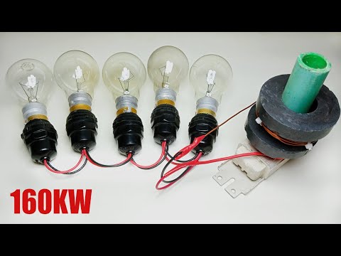 New...220v Free Energy Generator Copper Coil 160000w Light Bulb Electric Condenser