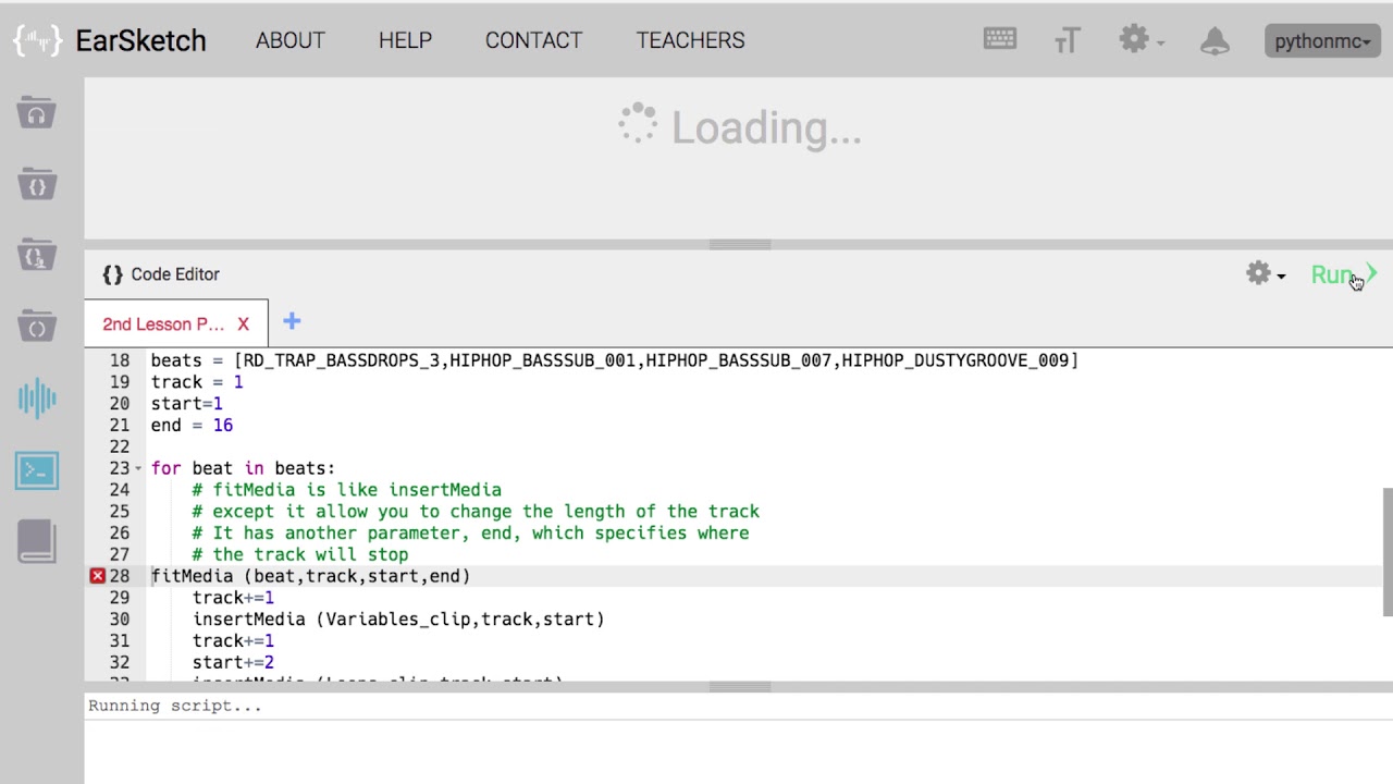 Breaking EarSketch - For Loops (pythonmc.org)