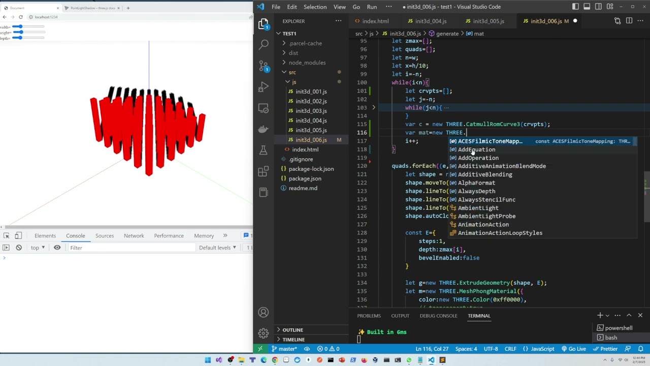 Three JS curve (vid006b)