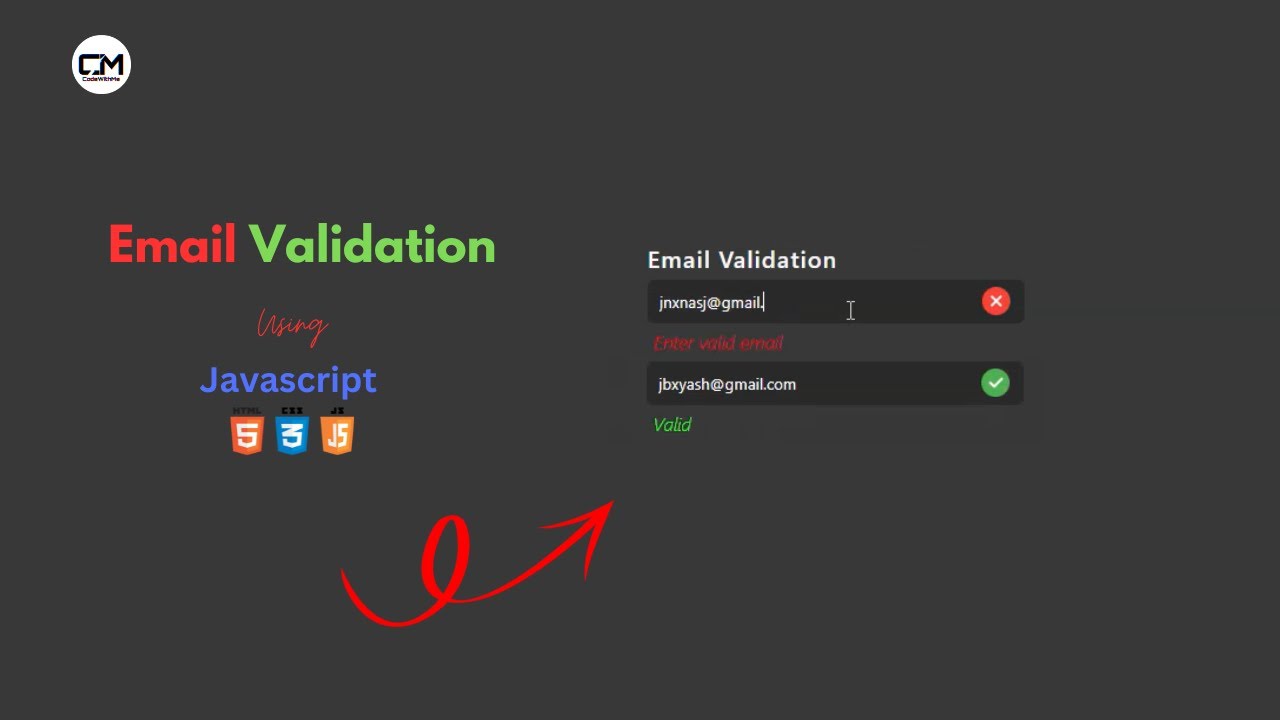 Email Validation JavaScript | JavaScript form Validation webpage html CSS | onkeydown() method |