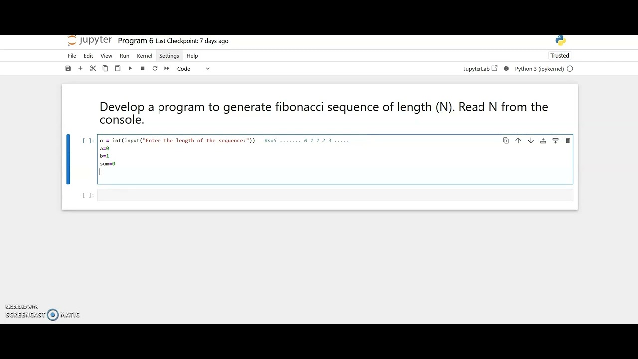 Python program to generate fibonacci sequence of length (N)