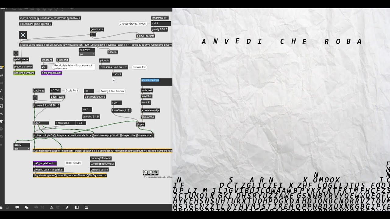 Max/MSP | Patreon Patch Share | Typography 02 - Physics + Short Phrases