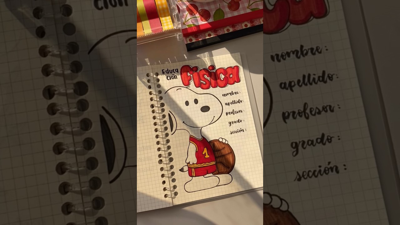 Ideas de portadas escolares de Snoopy 🍃💐🤗 #apuntes #portadasbonitas #portadas #school #study