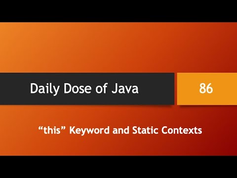 Daily Dose of Java -- Part 86: "this" Keyword and Static Contexts