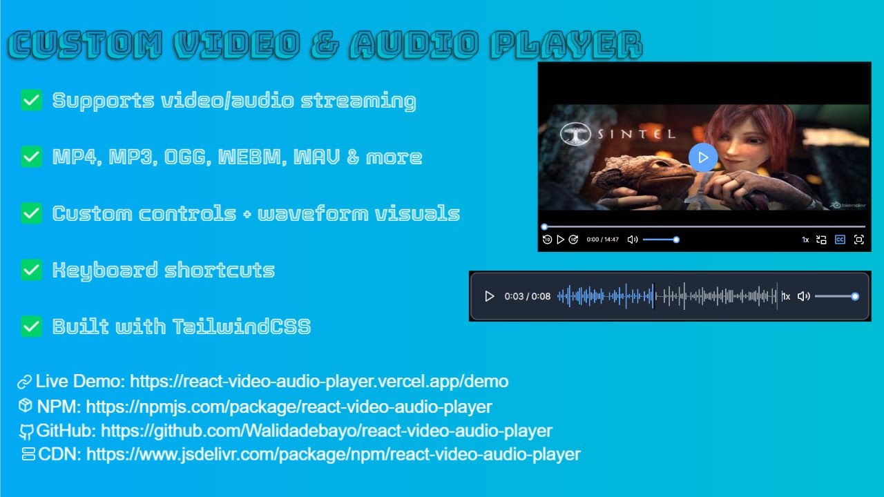 Custom React Video & Audio Player - Easy Setup + Demo!