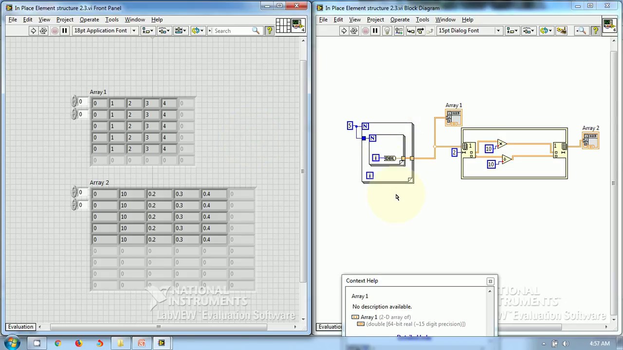 How to use In place element structure Array Split / Replace Subarrays Border Node in LabVIEW