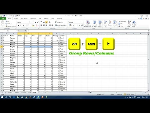 Microsoft Excel - Keyboard Shortcuts to Group or Ungroup Rows and Columns