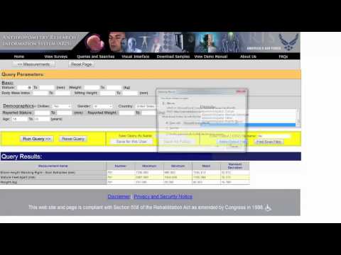How to use databases on the WEAR anthropometry website