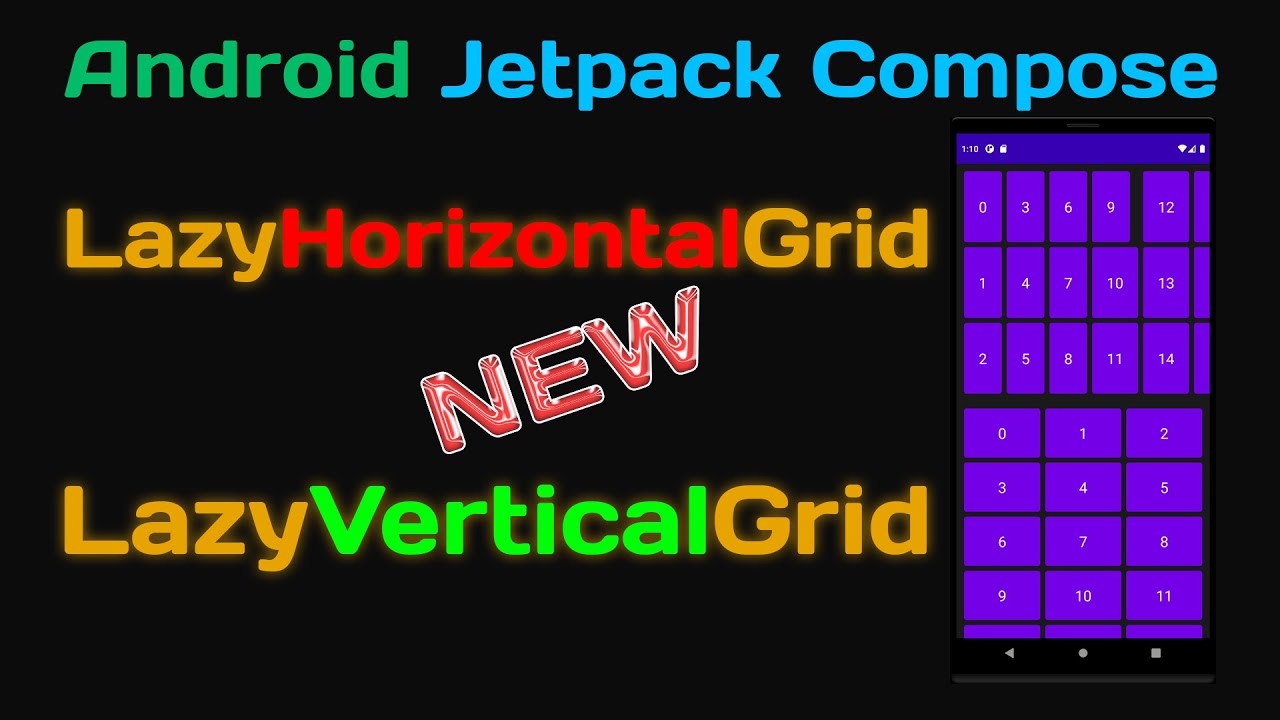 Android jetpack Compose Lazy Horizontal Grid Lazy Vertical Grid New in compose version 1.2.0-beta02