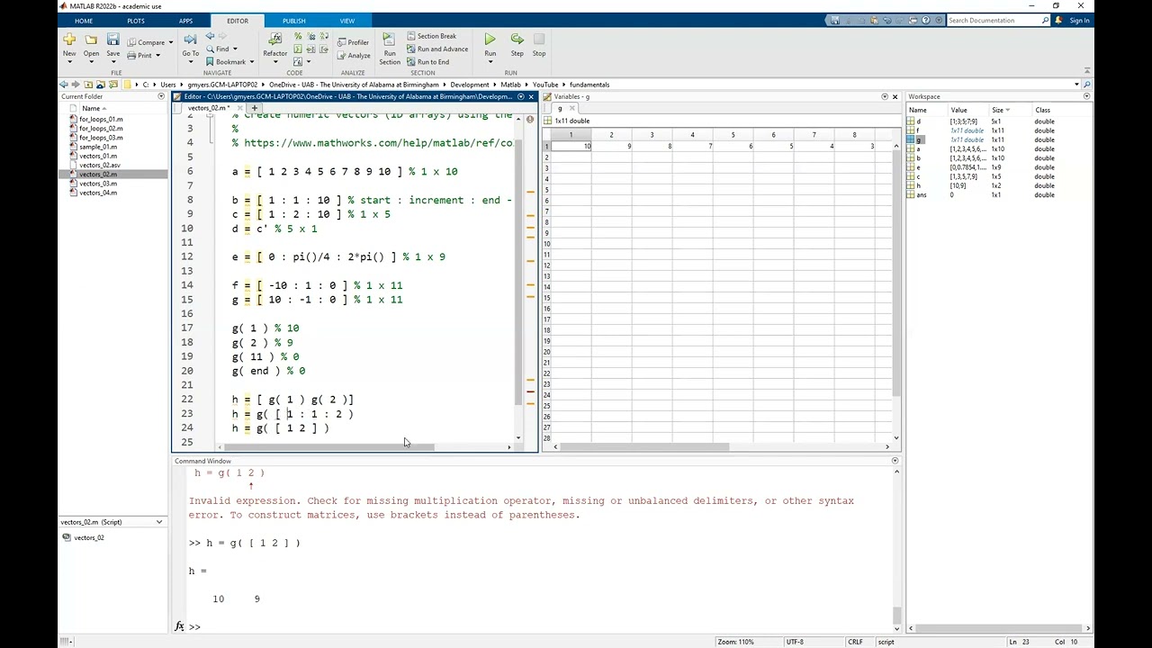 Matlab vectors #2 (vectors_02)