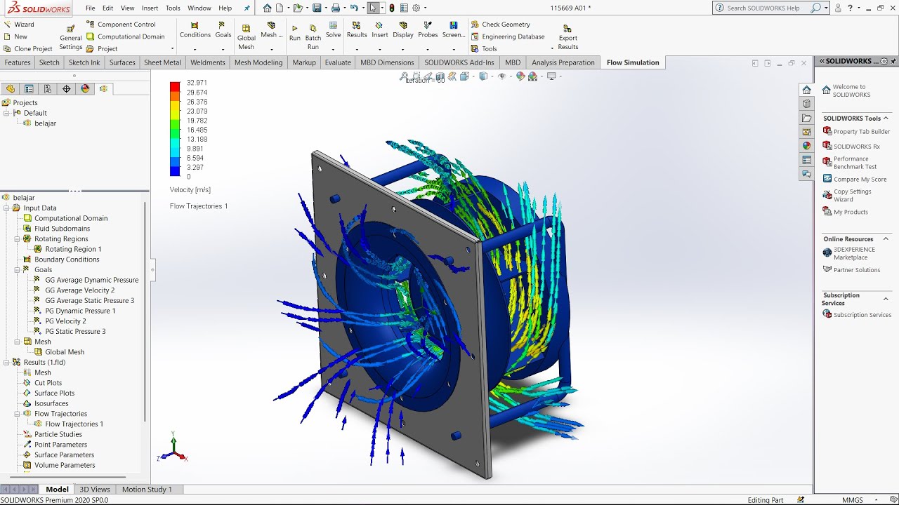Airflow Simulation of a Centrifugal Fan Using SolidWorks CFD