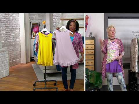 LOGO Layers by Lori Goldstein Tank Top with Ruffle Mesh Hem on QVC