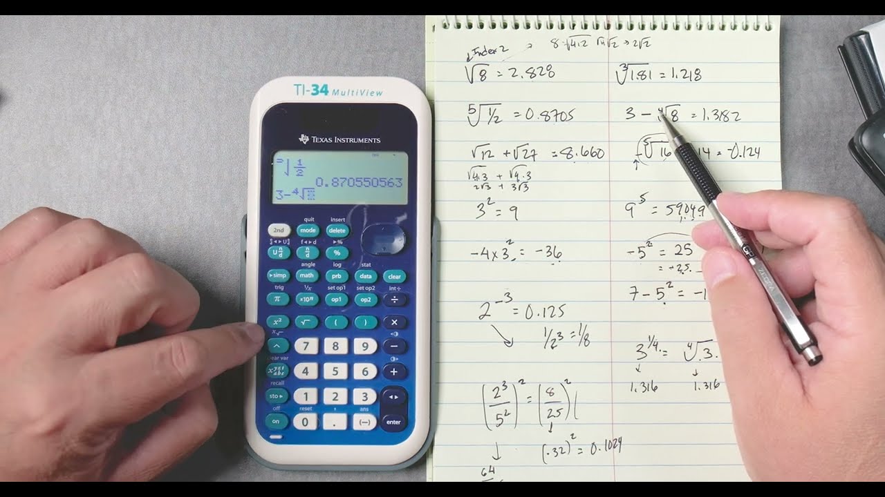 TI-34 MultiView Exponents Radicals and Roots