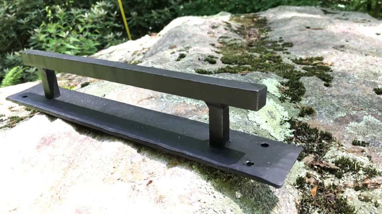 Farmhouse Forged® Square Handle Long Backplate Rustic Hand Forged DIY Barn Door Hardware Pulls