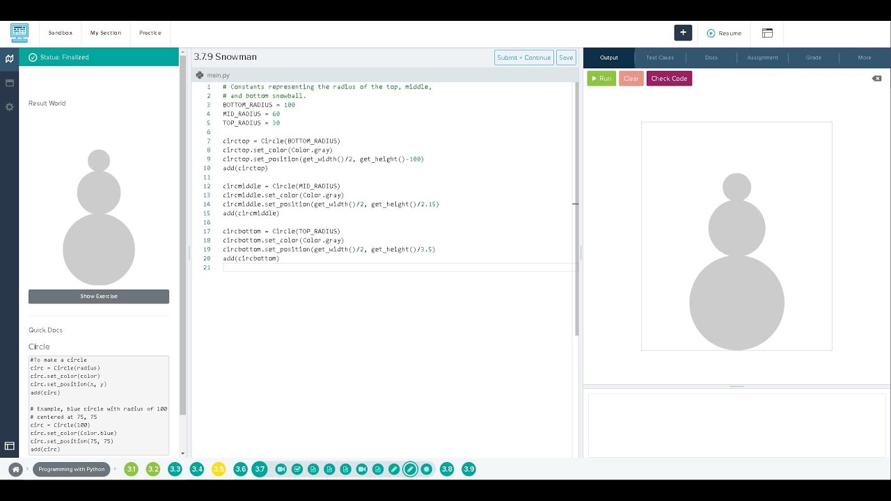 3.7.9 Snowman codehs python