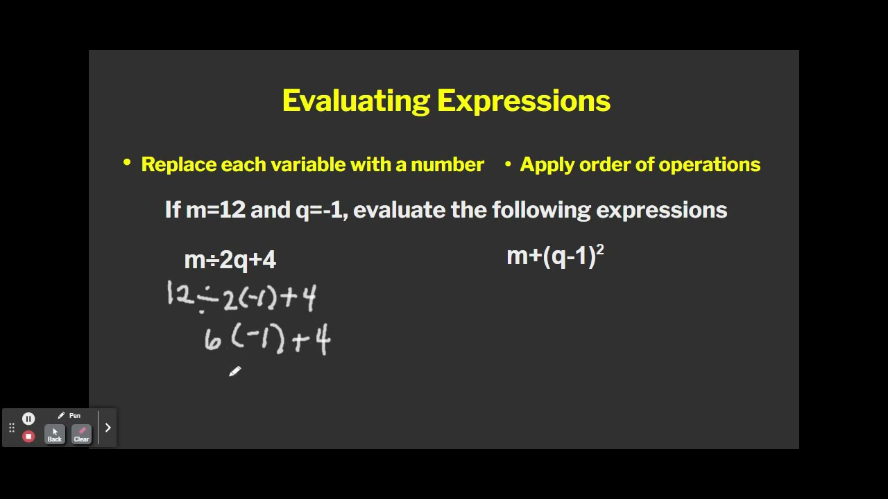 Evaluating Expressions - Algebra 1 and Algebra 2