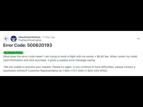 How To Fix Southwest Airlines Error Code 500620193?
