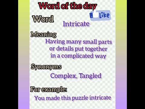 Word of day/Meaning of Intricate with examples/Synonyms of Intricate/#Learn English ❣️