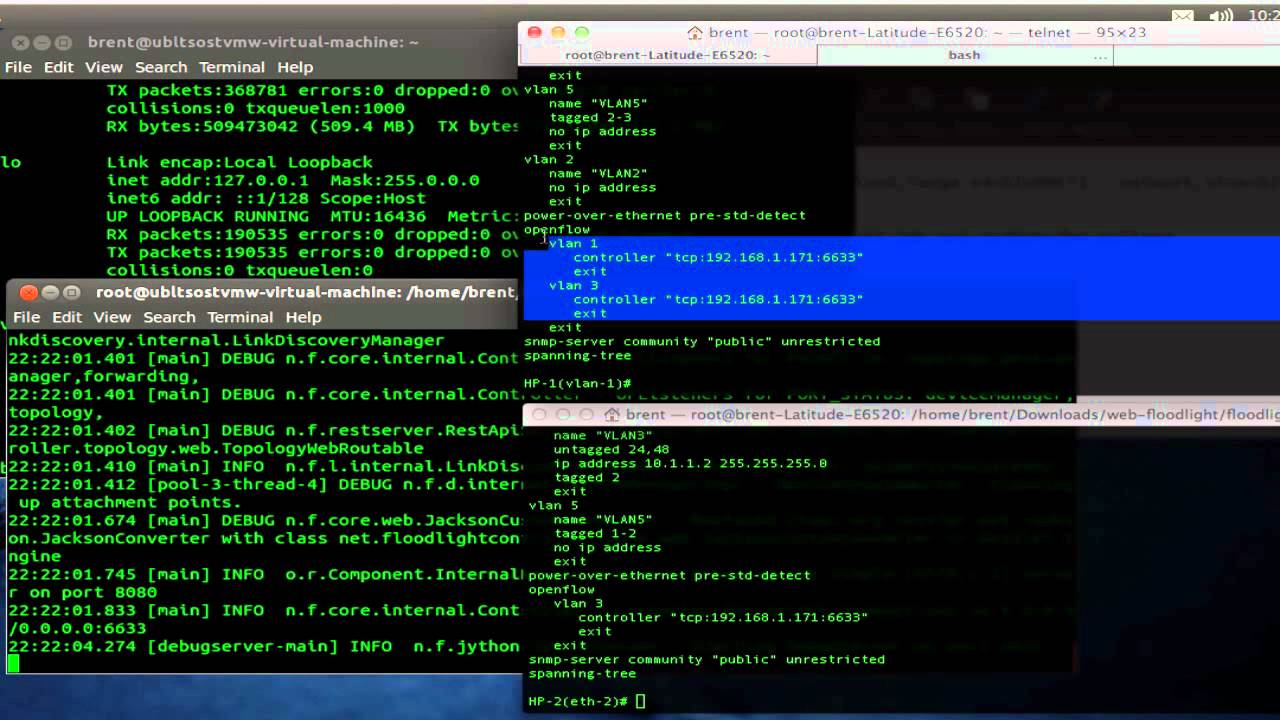 OpenFlow Floodlight Controller & HP Switches Configuration