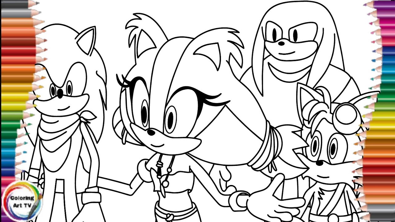 Sonic Boom all characters coloring page_Sonic Boom_Cartoon coloring page